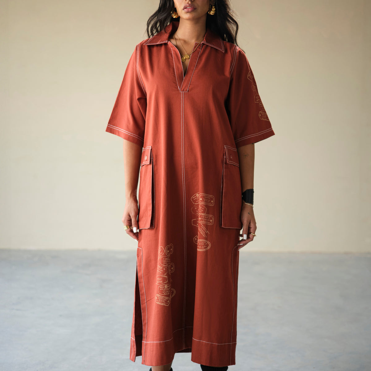 CARGO DRESS-CRAYON RED – October Jaipur